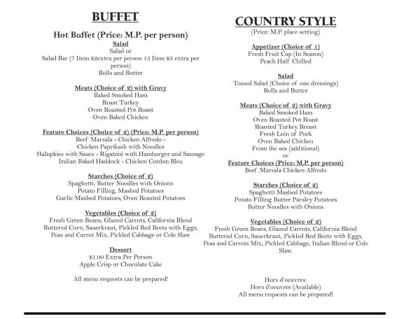 Catering Menu - Samuel Owens Restaurant & Bar - Coplay, PA - (610-262-2860)