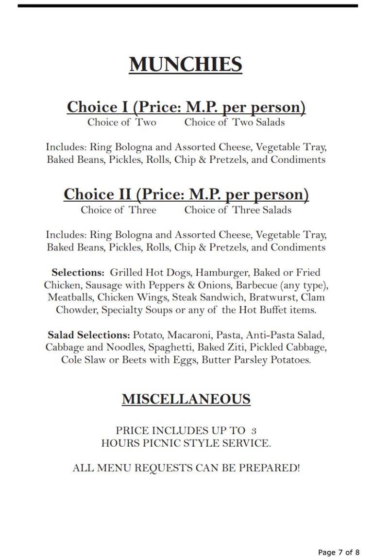 Catering Menu - Samuel Owens Restaurant & Bar - Coplay, PA - (610-262-2860)